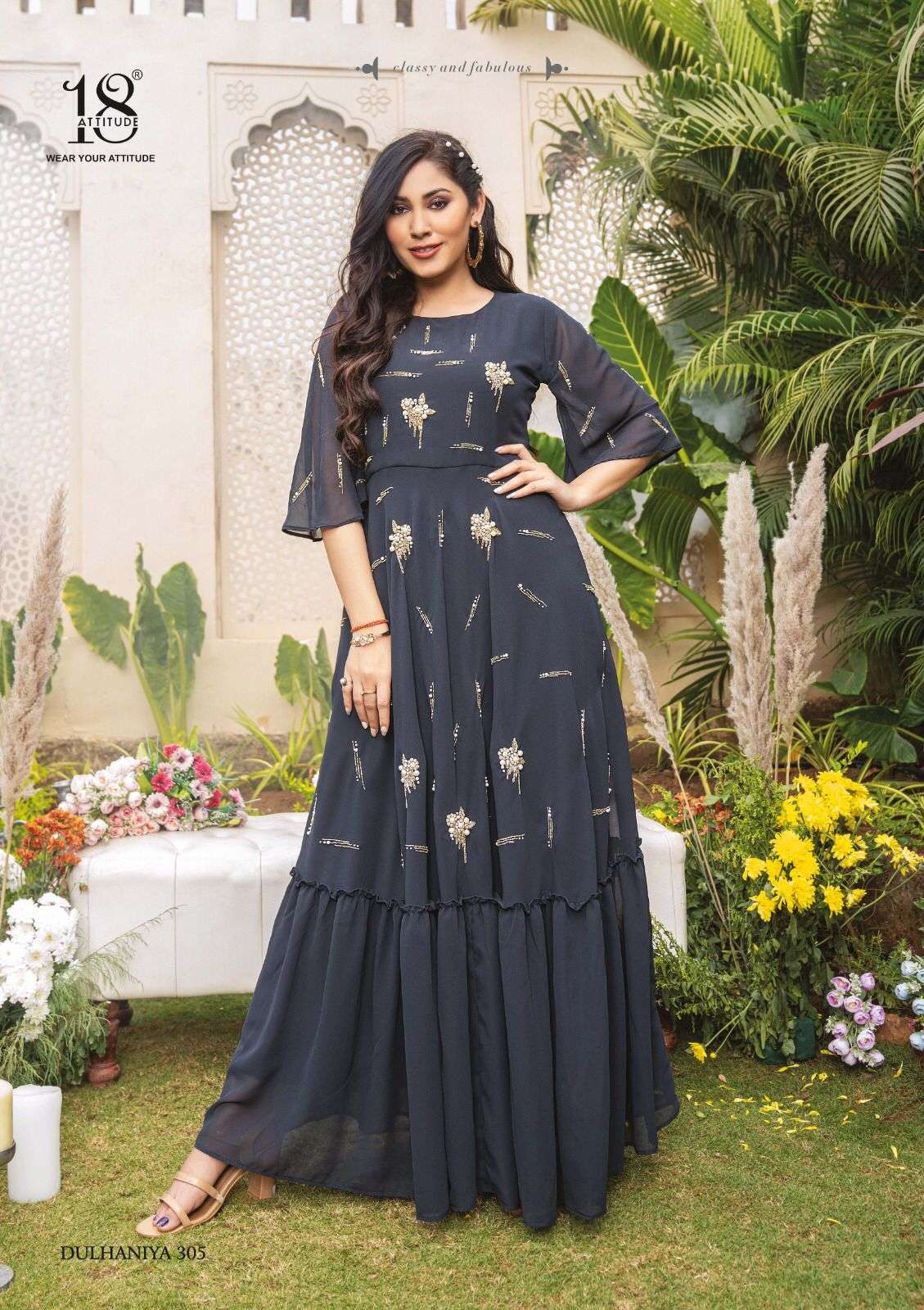 Unique Grey ATD 305 FVD - Indian Dress House 786